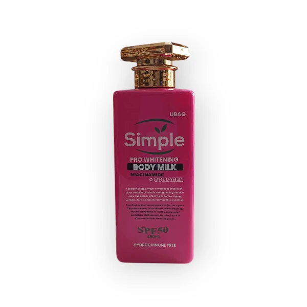 SIMPLE PRO WHITENING BODY MILK 450ML – NIACINAMIDE + COLLAGEN – Slique ...